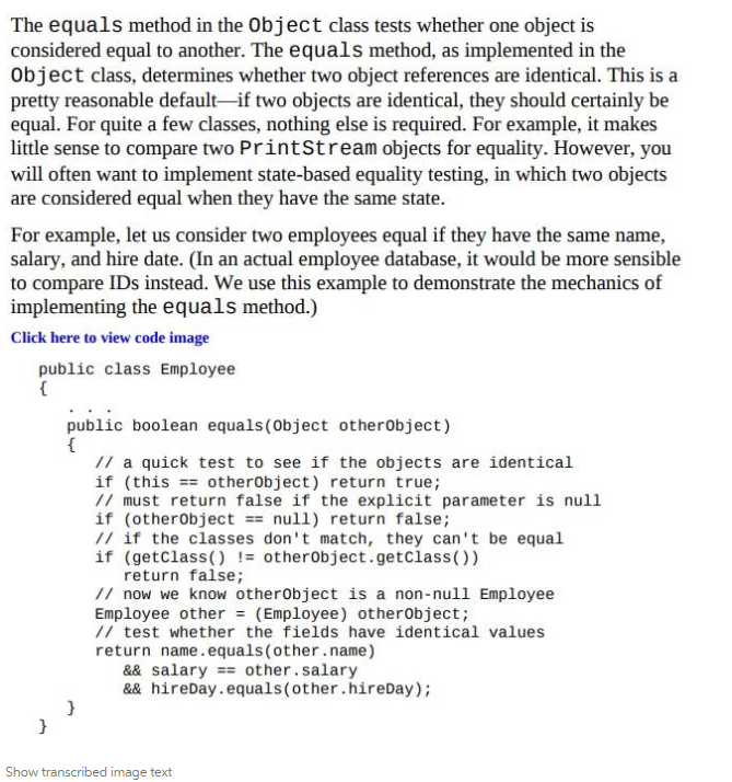 Solved Write an equals() method for the following | Chegg.com