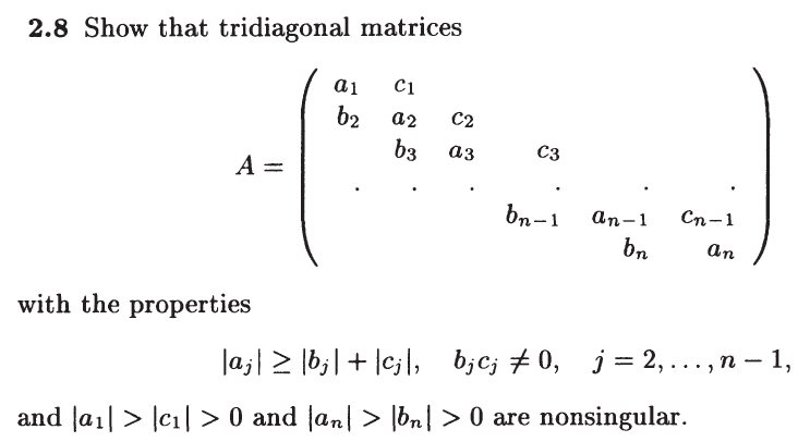 Solved 2.8 Show that tridiagonal matrices Ci ai b2 a2 C2 b3 | Chegg.com