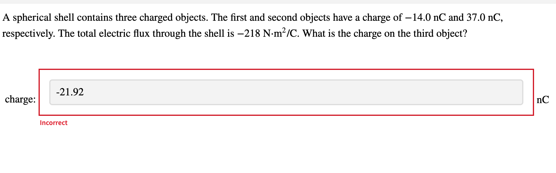 Solved A spherical shell contains three charged objects. The | Chegg.com