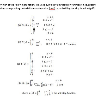 Solved Which of the following functions is a valid | Chegg.com