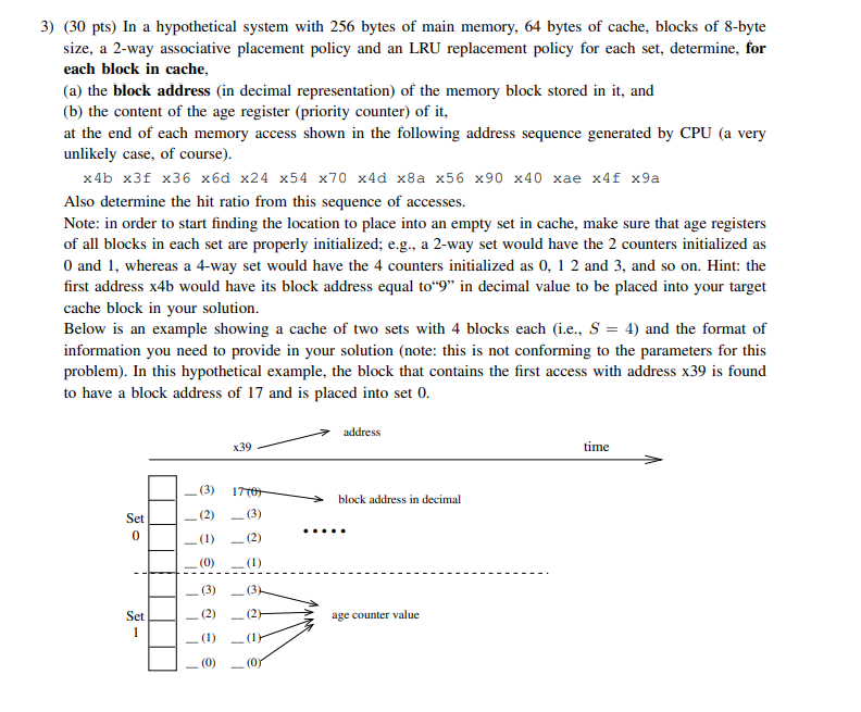 Solved (30 pts) In a hypothetical system with 256 bytes of | Chegg.com