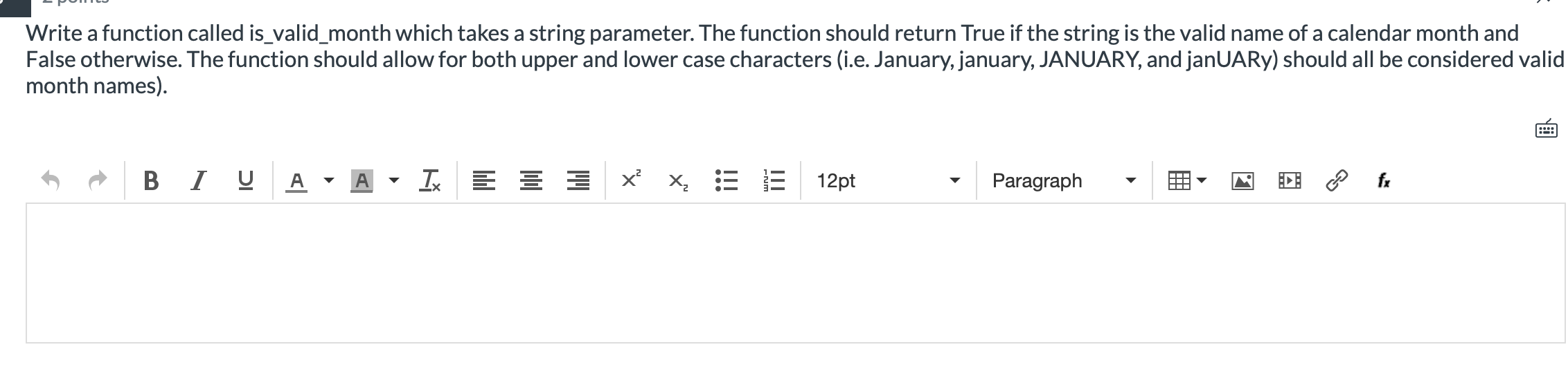 Solved Write a function called is_valid_month which takes a | Chegg.com