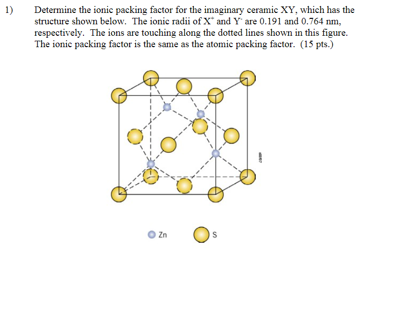 Solved 1) Determine the ionic packing factor for the | Chegg.com