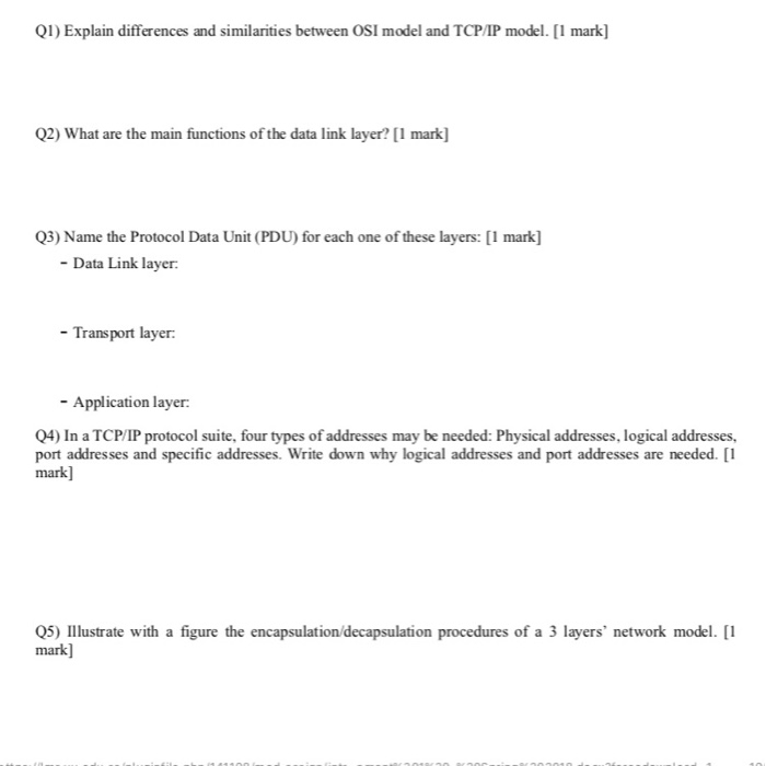 Solved Q1) Explain differences and similarities between OSI | Chegg.com Solved Q1) Explain differences and similarities between OSI | Chegg.com