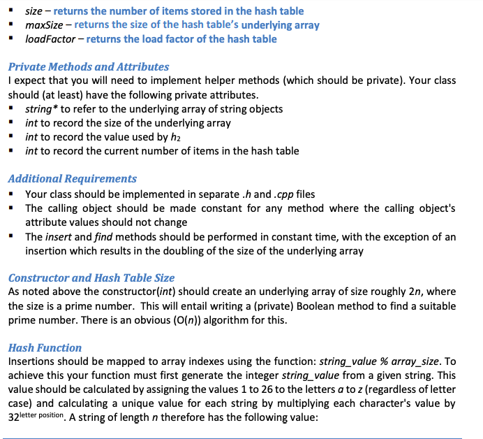 Hash Table Dictionary Implement a hash table class | Chegg.com