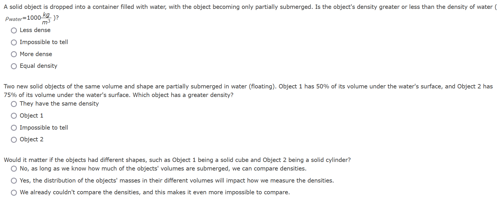 Solved A solid object is dropped into a container filled | Chegg.com