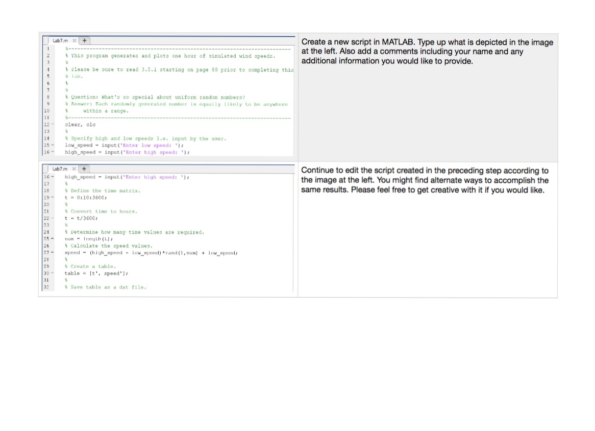 Lab7. mx + Create a new script in MATLAB. Type up | Chegg.com