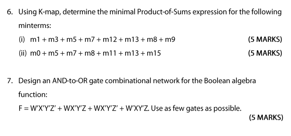 Solved 6. Using K-map, determine the minimal Product-of-Sums | Chegg.com