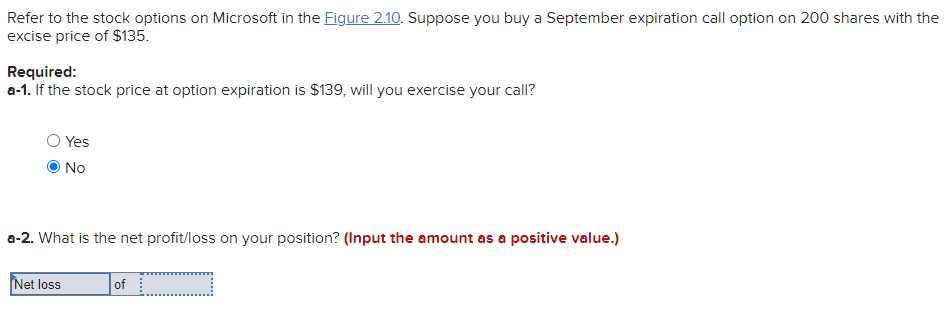 Solved Refer to the stock options on Microsoft in the Figure | Chegg.com