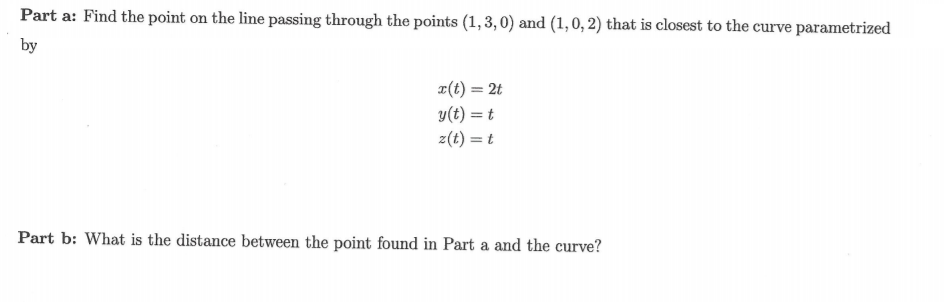 Solved Part a: Find the point on the line passing through | Chegg.com