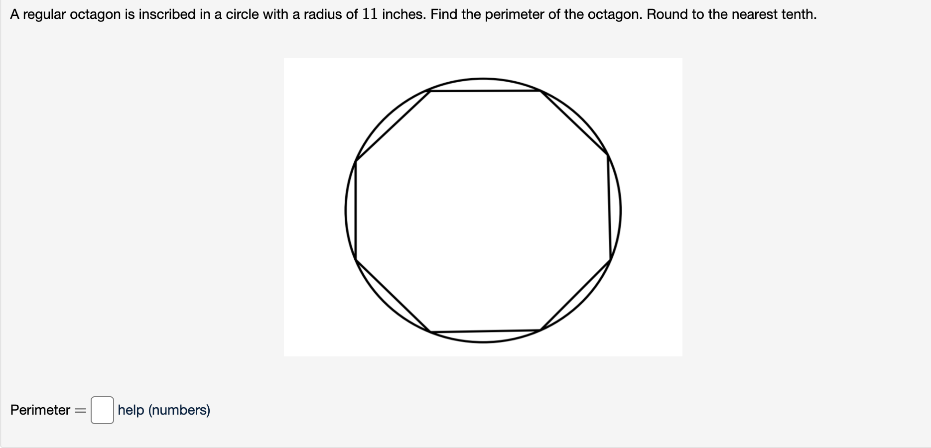 Solved A regular octagon is inscribed in a circle with a | Chegg.com