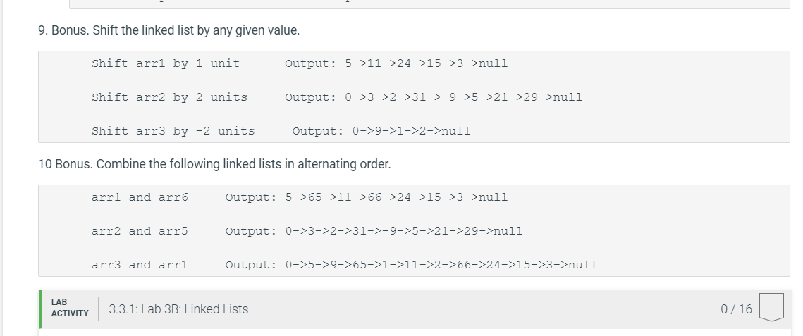 Solved 3.3 Lab 3B: Linked Lists Refer to the following | Chegg.com