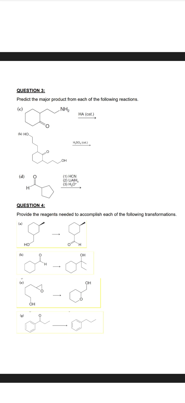 Solved QUESTION 3:Predict the major product from each of | Chegg.com