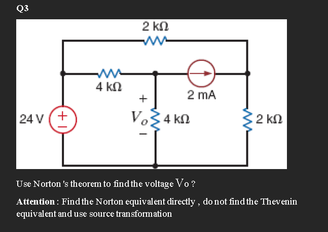 Solved Use Norton's theorem to find the voltage V0 ? | Chegg.com