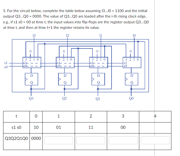 Solved 5. For the circuit below, complete the table below | Chegg.com