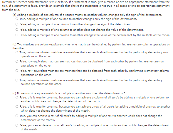 Solved etermine whether each statement is true or false. If | Chegg.com