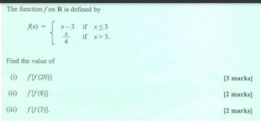 Solved The function f on R is defined by f(x)={x−34x if if | Chegg.com