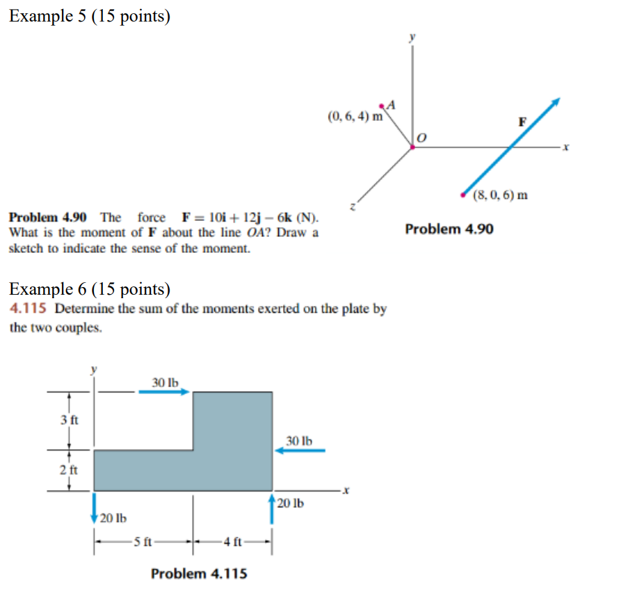 Solved Example 5 (15 ﻿points)Problem 4.90 ﻿The force | Chegg.com