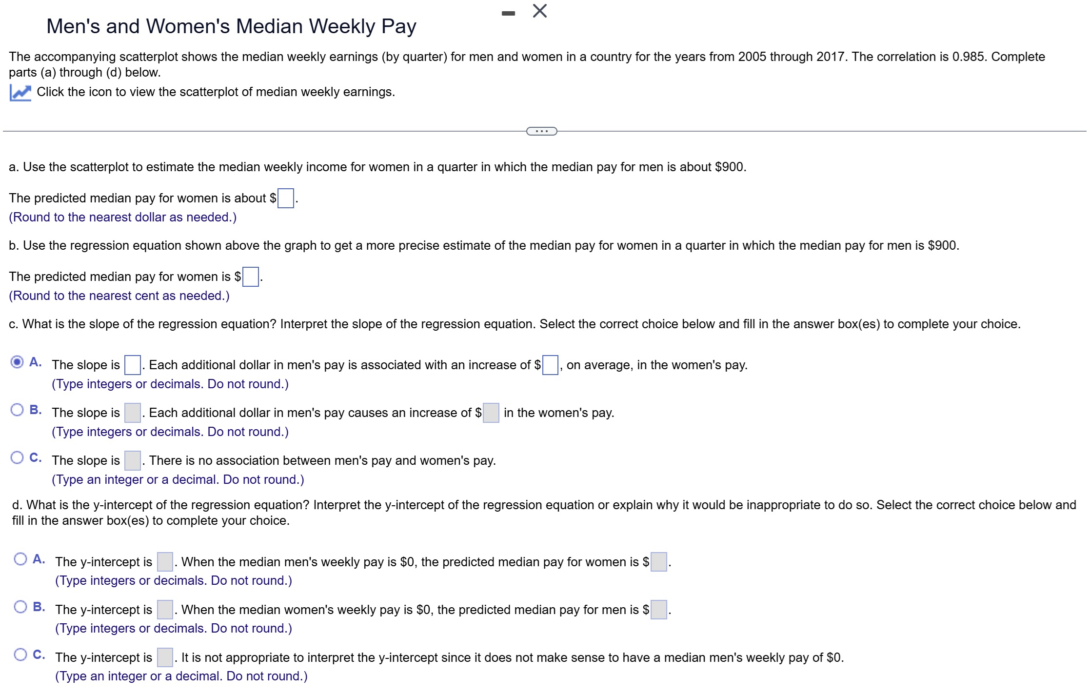 Solved Men's and Women's Median Weekly Pay Men's and Women's | Chegg.com
