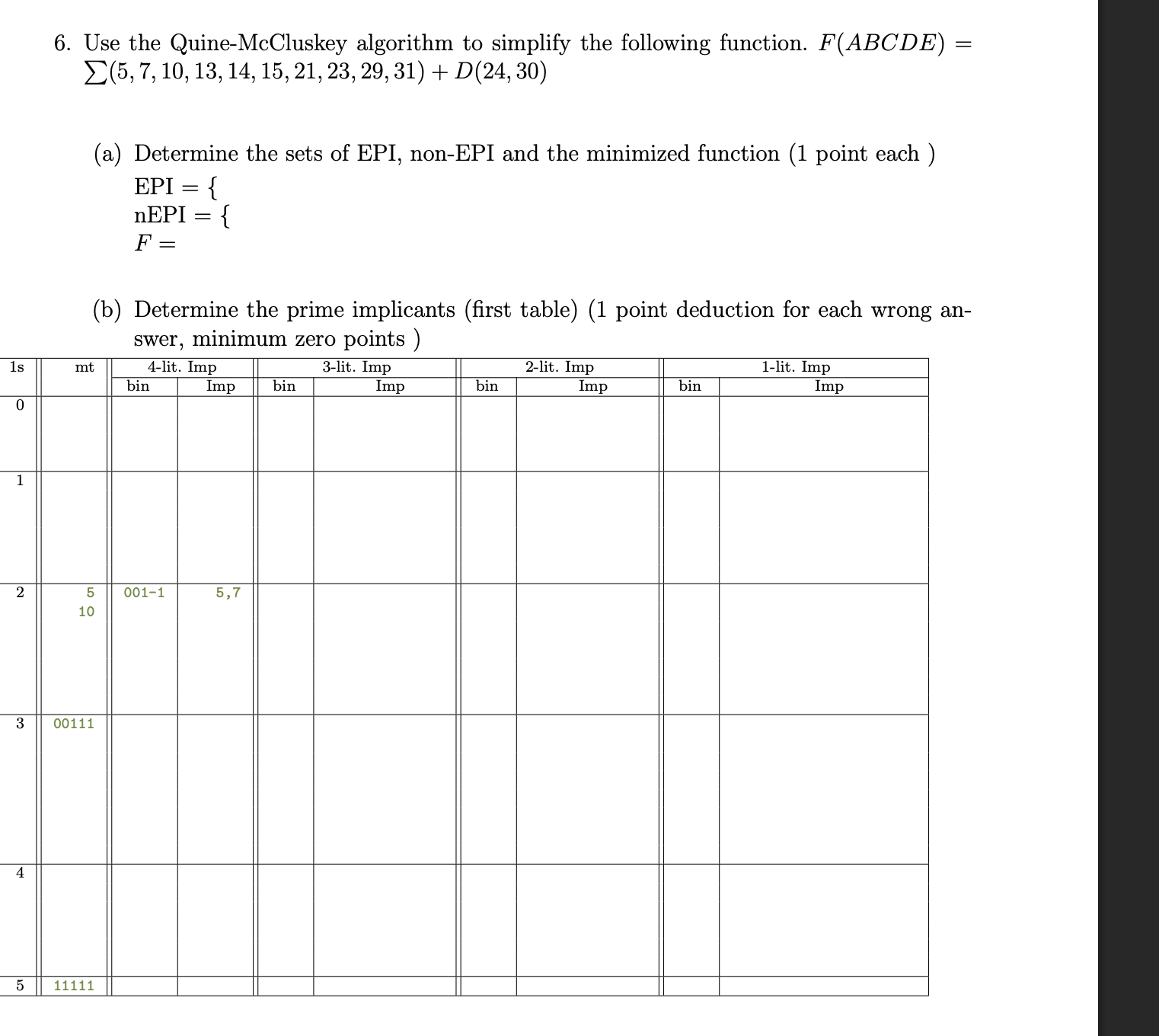 Solved need help ASAP!!!!!! Use the Quine-McCluskey | Chegg.com