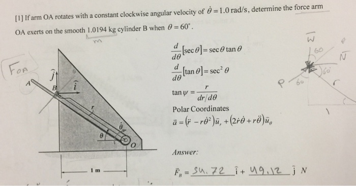 Solved If arm OA rotates with a constant clockwise angular | Chegg.com