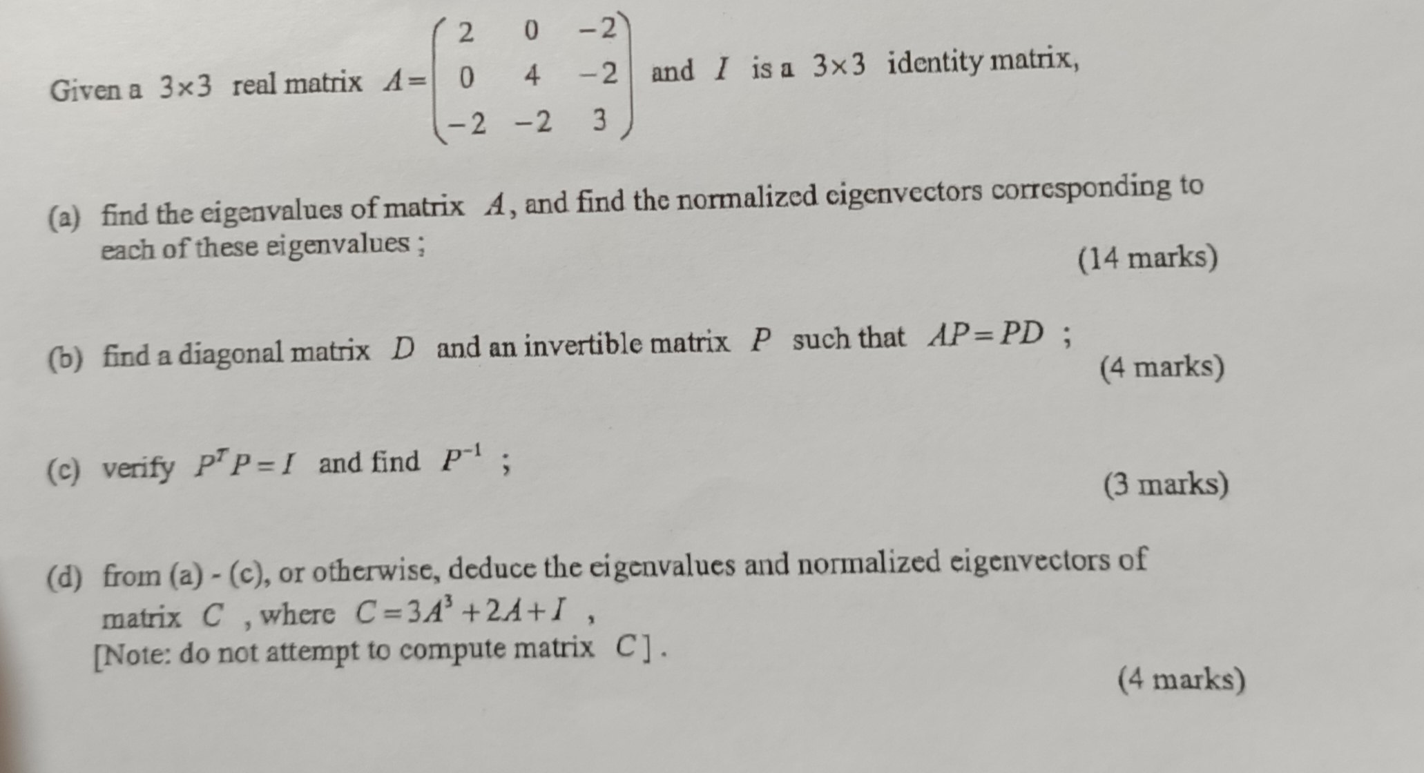 Solved (a) ﻿find the eigenvalues of matrix A, ﻿and find the | Chegg.com
