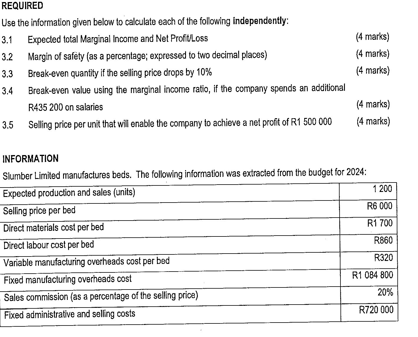 Solved Use the information given below to calculate each of | Chegg.com