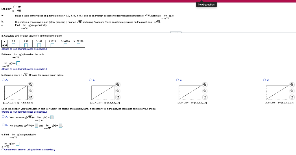 Solved For the graph g(x) graphed below, find the following | Chegg.com