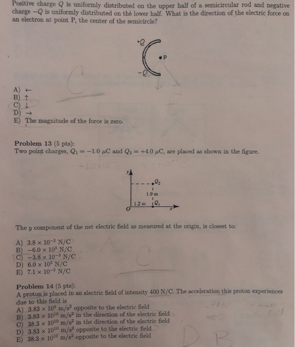 Solved Positive charge Q is uniformly distributed on the | Chegg.com