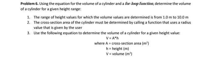 Solved Using the equation for the volume of a cylinder and a | Chegg.com