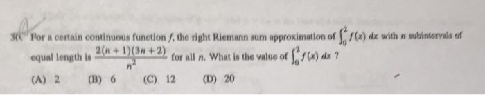 Solved ic For a certain continuous function f the right | Chegg.com
