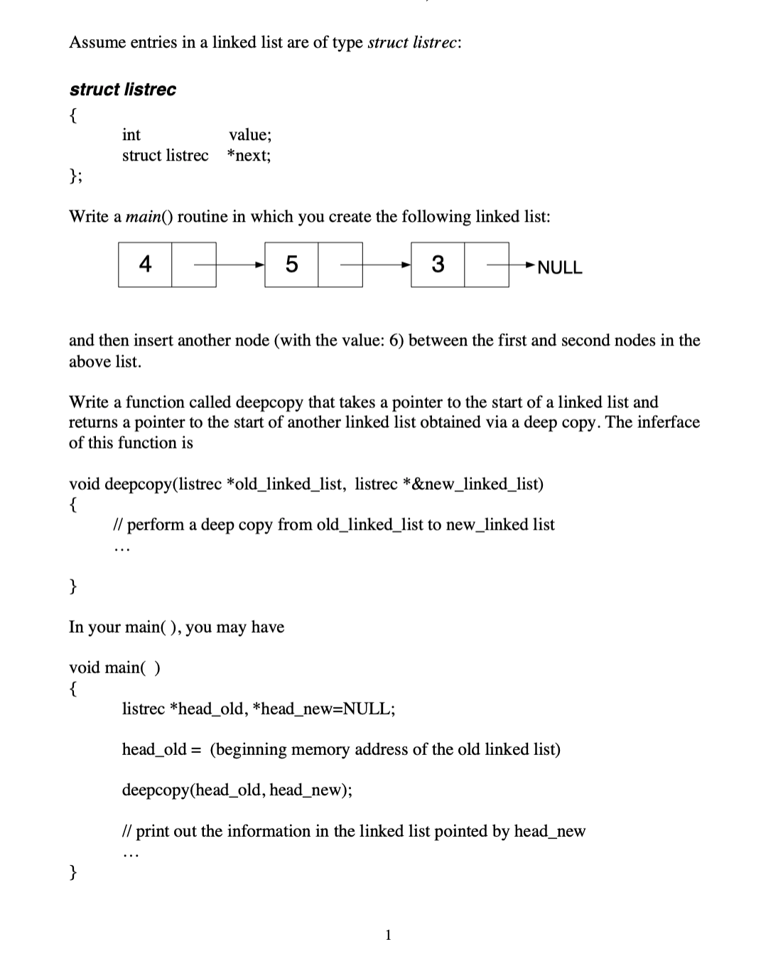 Assume entries in a linked list are of type struct | Chegg.com
