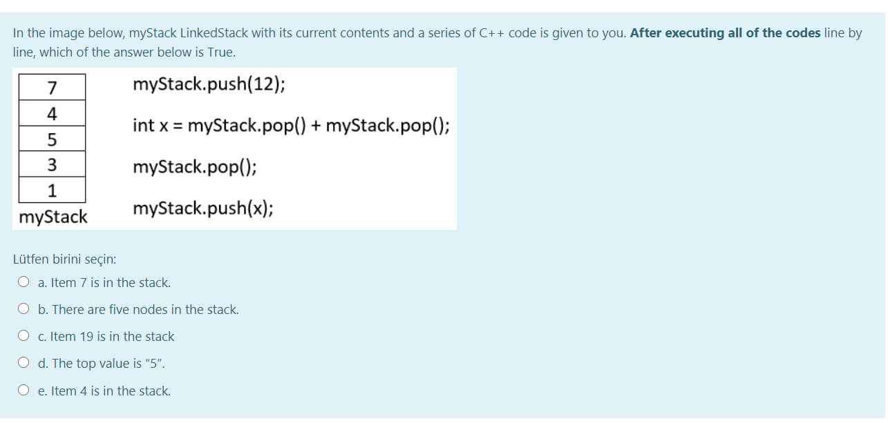 Solved In the image below, myStack LinkedStack with its | Chegg.com
