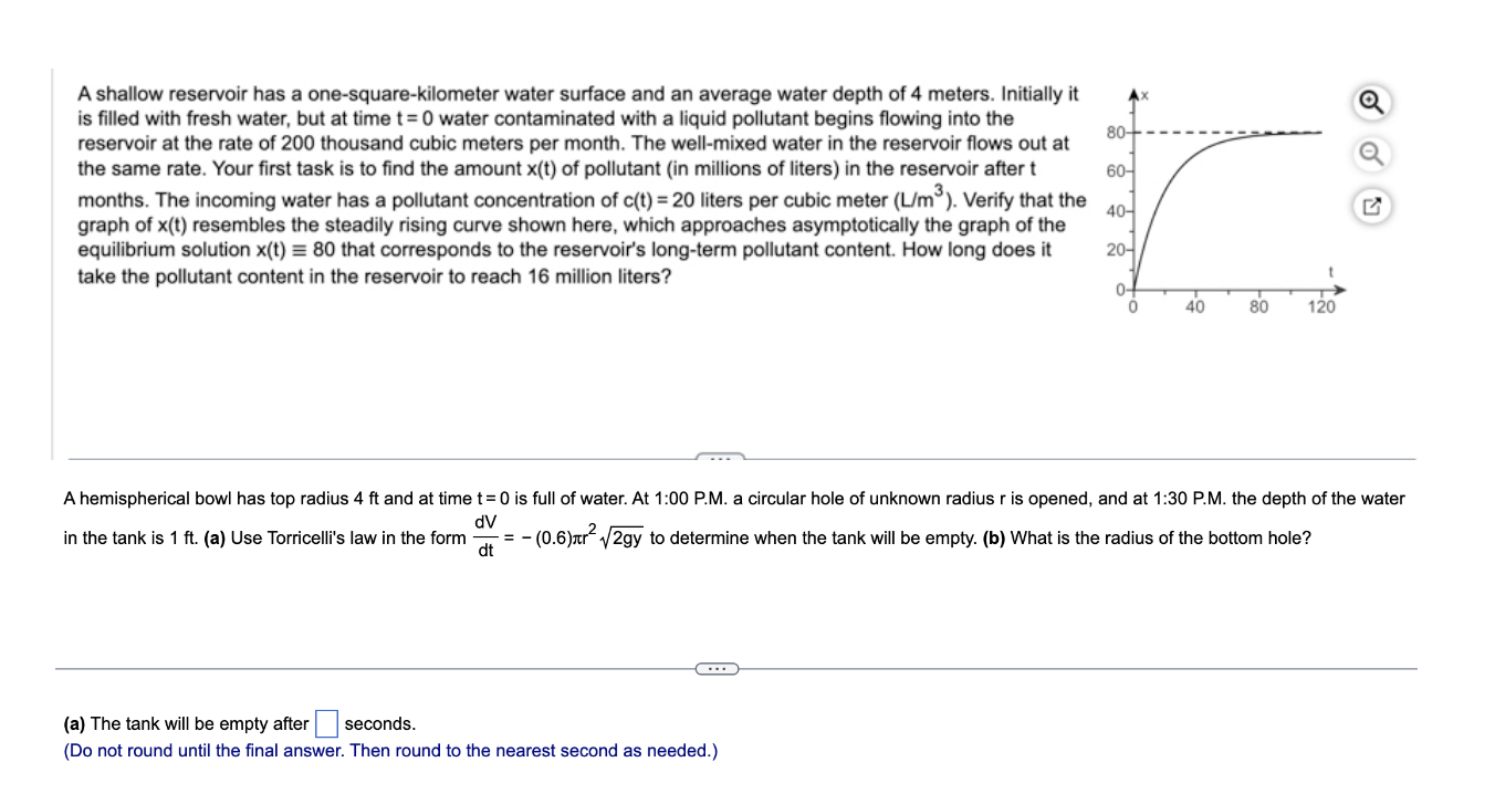 Solved A shallow reservoir has a one-square-kilometer water | Chegg.com