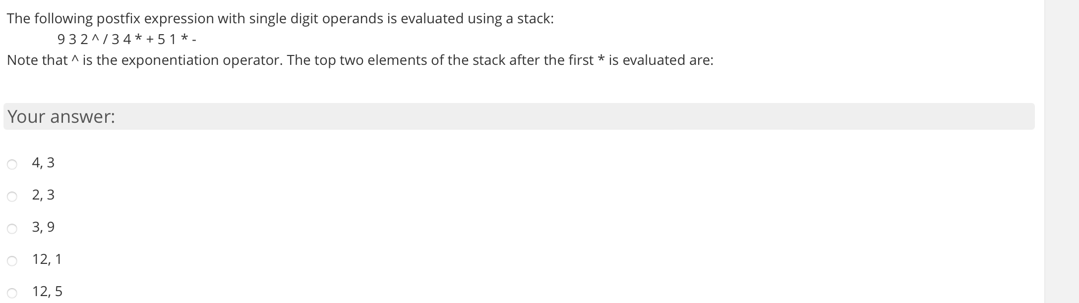Solved The following postfix expression with single digit | Chegg.com