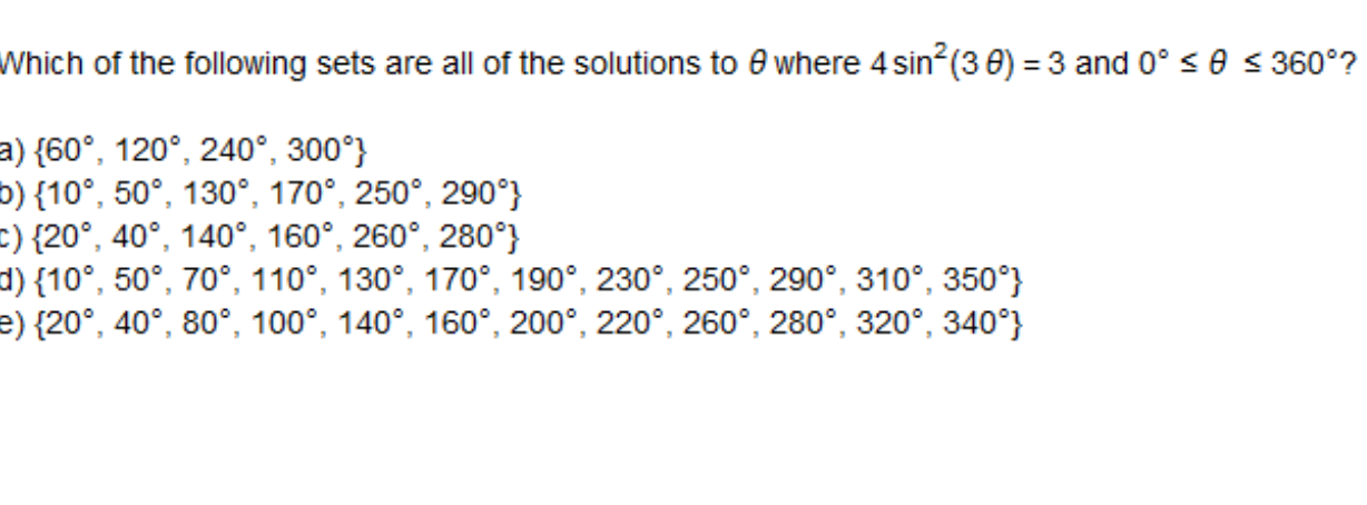 Solved Which of the following sets are all of the solutions | Chegg.com
