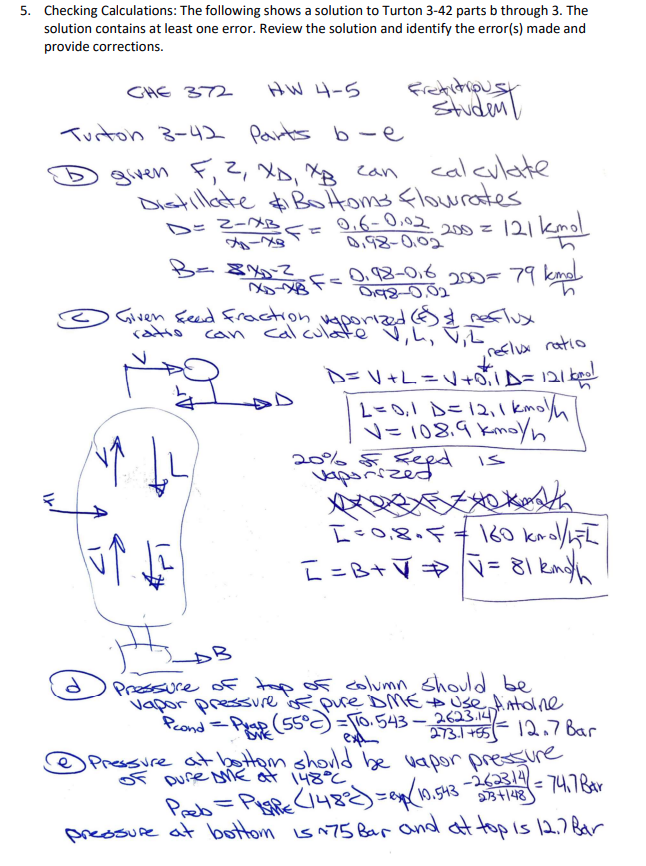 Solved 5. Checking Calculations: The following shows a | Chegg.com