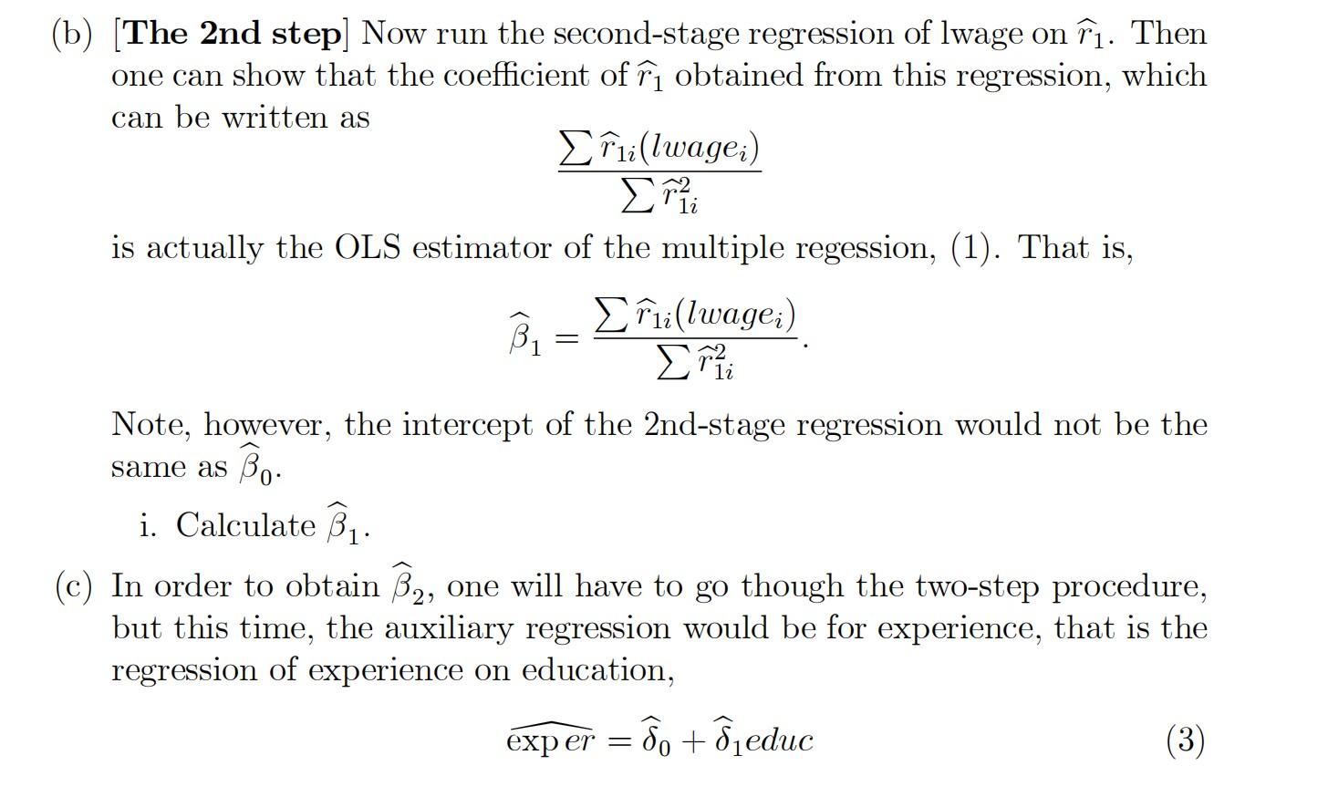 1. Estimation of the coefficient of educ. (a) [The | Chegg.com