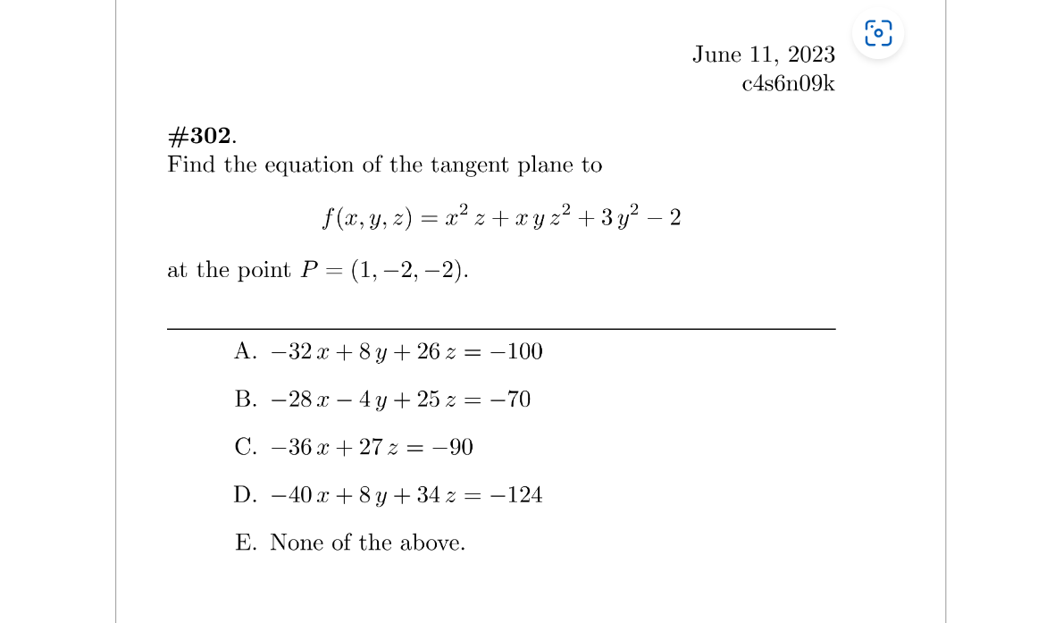Solved June 11, 2023 c4s6n09k \#302. Find the equation of | Chegg.com