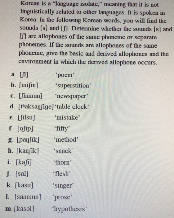 Korean is a "language isolate," meaning that it is | Chegg.com