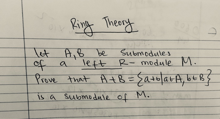 Solved Theo b be Submodules a left R-module rove hat s | Chegg.com