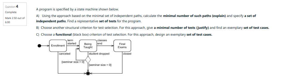 Solved A program is specified by a state machine shown | Chegg.com