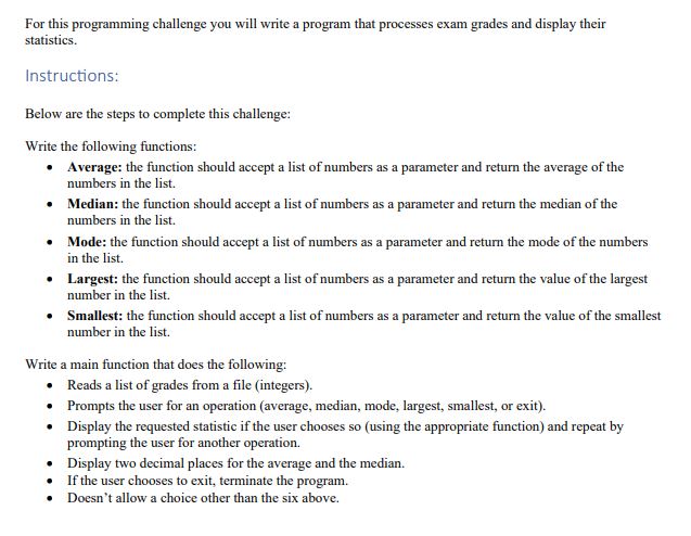 Solved For this programming challenge you will write a | Chegg.com