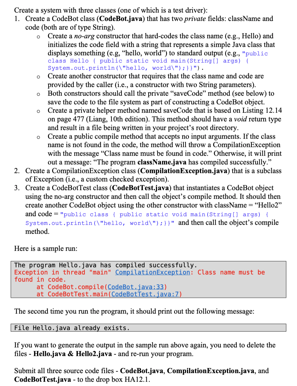 Solved o o o o Create a system with three classes (one of | Chegg.com
