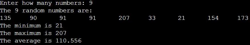 Solved Enter how many numbers: 5 The 5 random numbers are: | Chegg.com