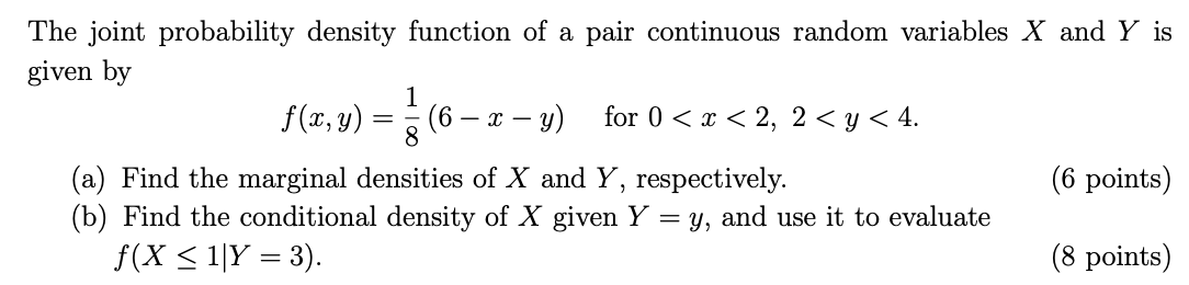 Solved = The joint probability density function of a pair | Chegg.com