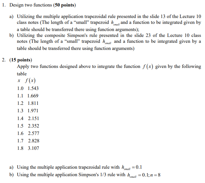 1. Design two functions ( 50 points) a) Utilizing the | Chegg.com