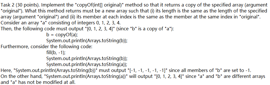 Solved Task 1 (60 points). Complete the "fill(int[] a, int | Chegg.com