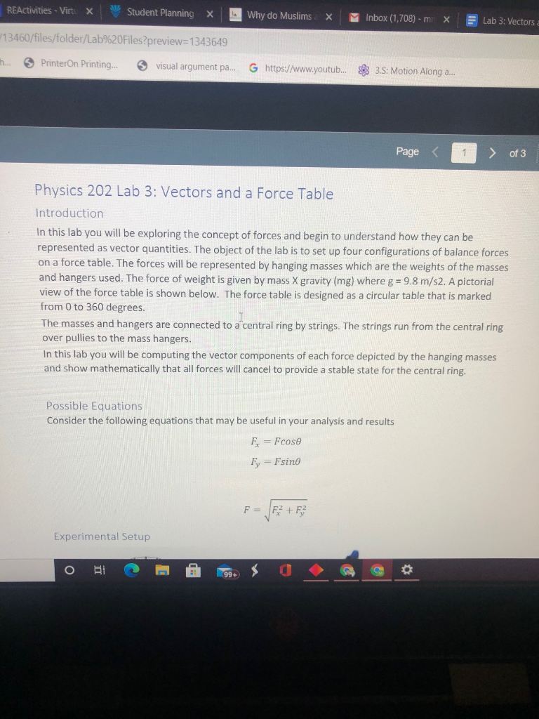 This is for the force table lab. The questions are | Chegg.com