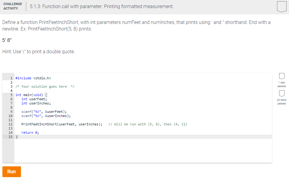 CHALLENGE ACTIVITY 5 1 3 Function Call With Parameter Printing 